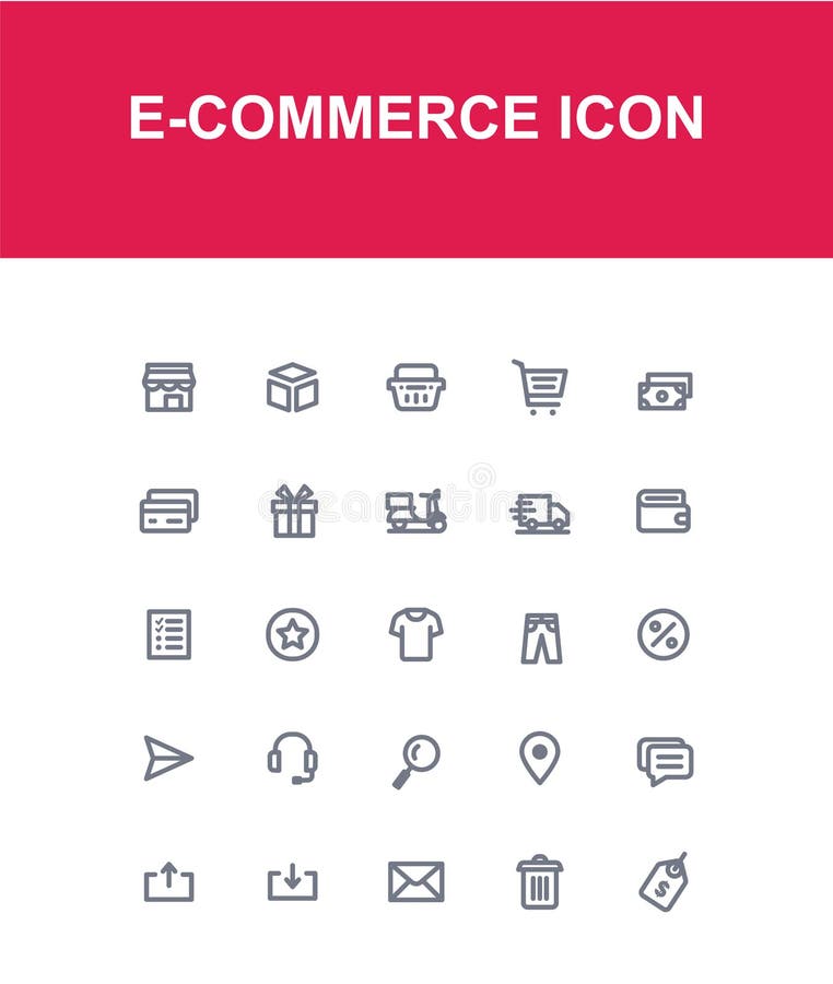 E Commerce Market App Icon Set Stock Vector - Illustration of concept ...