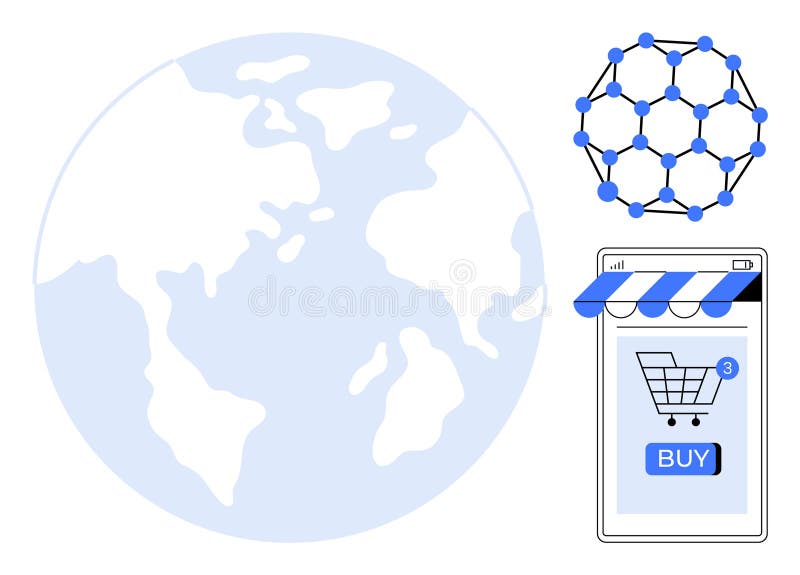 E-Commerce Marketplace Global Network with Mobile Shopping Technology ...