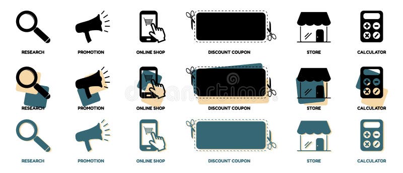 E-Commerce Online Shopping Icon Set - Vector Illustrations Isolated on ...