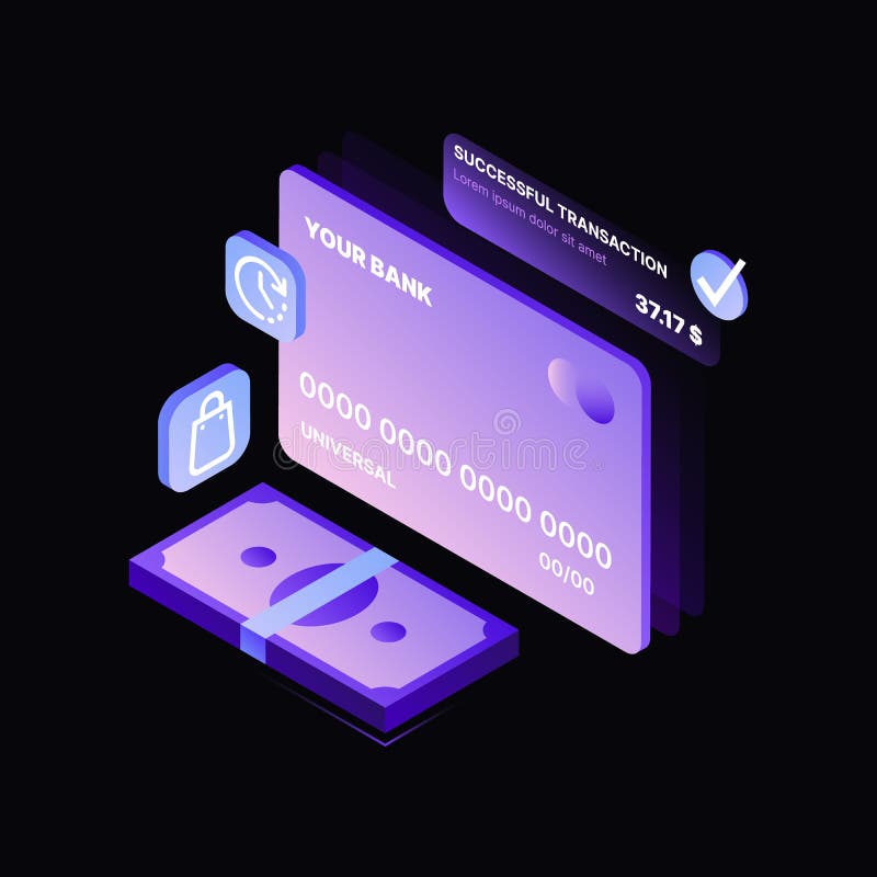 E-Commerce Payments Illustration. Credit Card. Gradient Stock Vector - Illustration of template ...