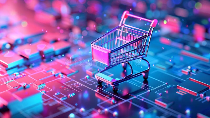 E-commerce Platform Banner Showcasing a Futuristic 4D Virtual Shopping ...