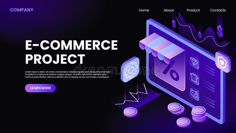 E-commerce Project Banner. Landing Page Template for Website Stock ...