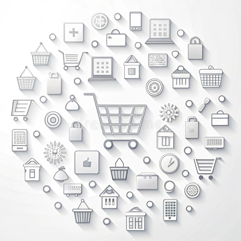 E-commerce and Retail Related Icons Arranged in a Circle Stock ...