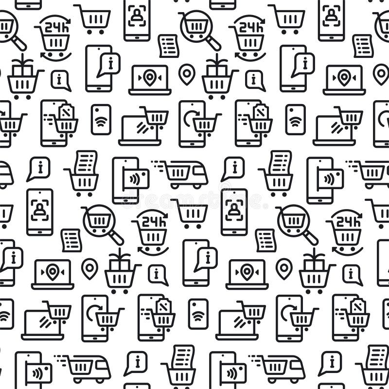 E-commerce Seamless Pattern Stock Vector - Illustration of shopping ...