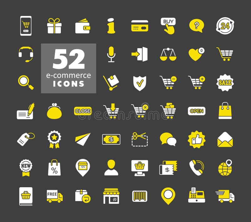E-commerce Set Vector Icons Shopping and Online Stock Illustration ...