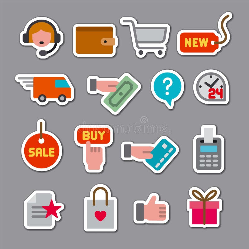 E-commerce shop stickers stock vector. Illustration of discount - 151862239