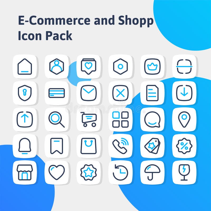 E Commerce and Shopping Icon Pack Stock Vector - Illustration of love ...