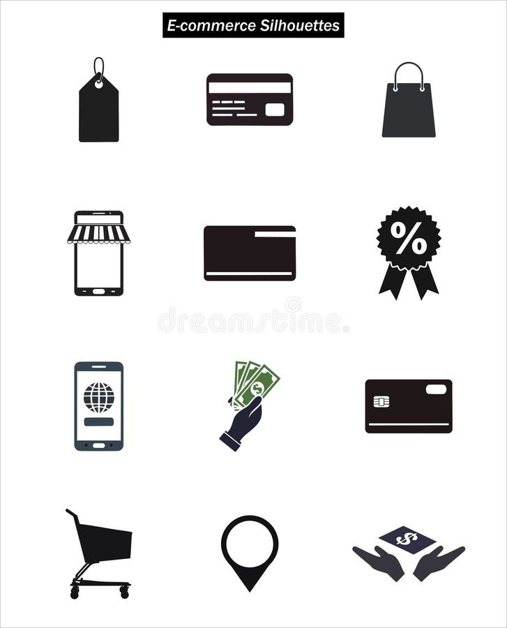 E Commerce Silhouettes Vector Bundle Set Stock Photo - Image of icons ...