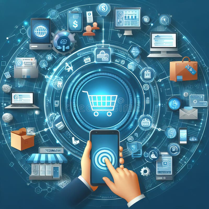 E-commerce Technology Ecosystem Stock Photo - Image of interface ...
