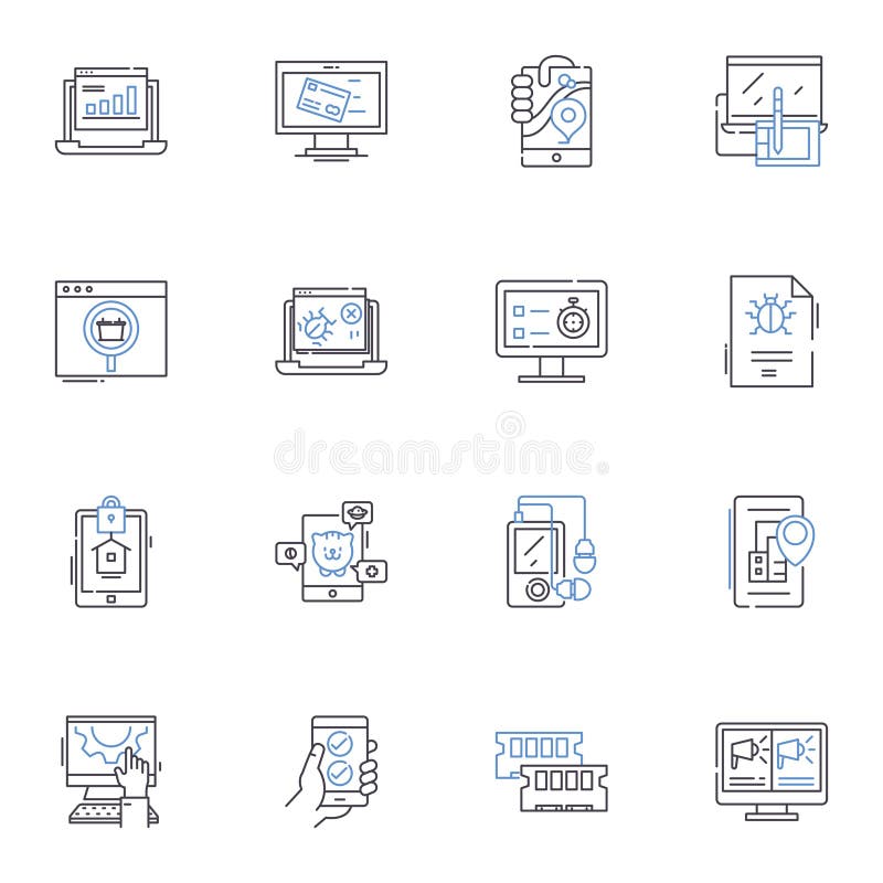E-commerce Technology Line Icons Collection. Checkout, Payment ...