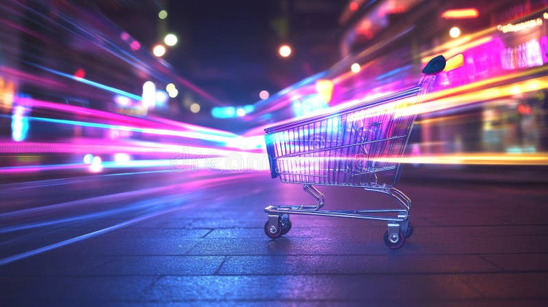 E Commerce Technology Reflected Digital Shopping Cart Growth Sales ...