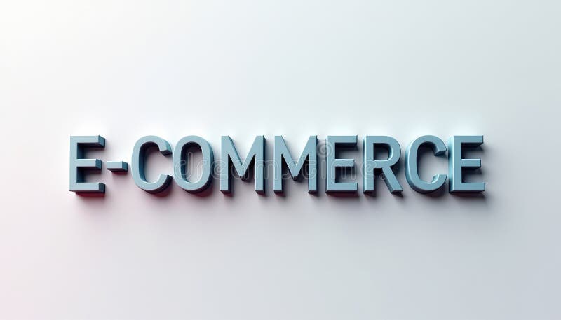 E-commerce Text in 3D Blue Letters on a Light Gradient Background ...