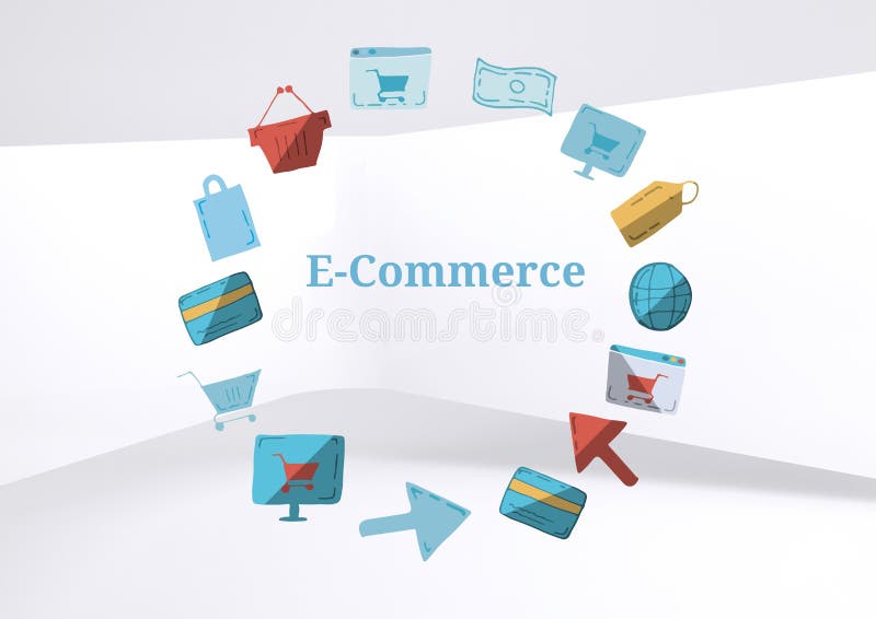 E-commerce Text with Drawings Graphics Stock Illustration ...