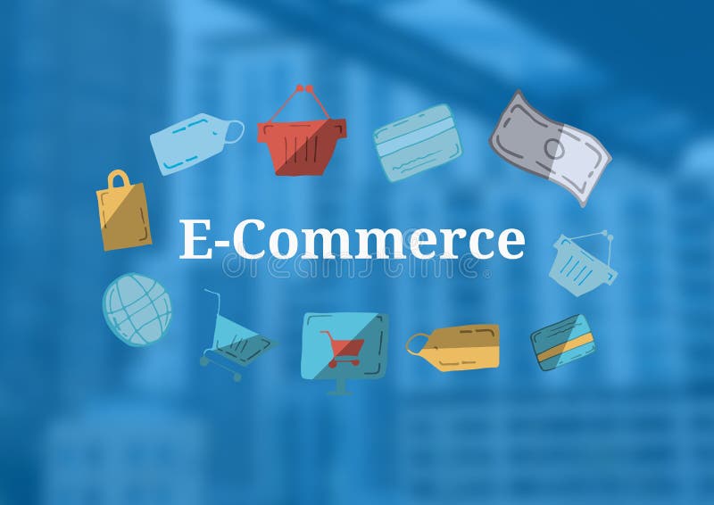 E-Commerce Text with Drawings Graphics Stock Illustration ...