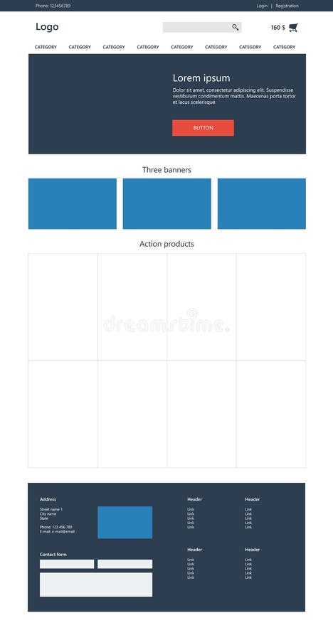 E-commerce Website Template. Online Store Stock Illustration ...