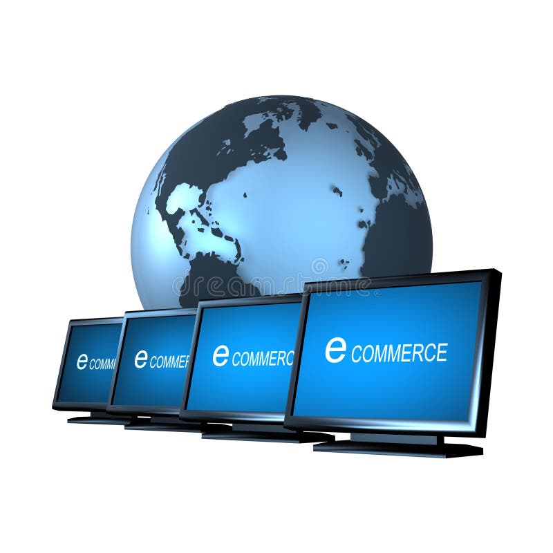 E-commerce in the world stock illustration. Illustration of nature ...