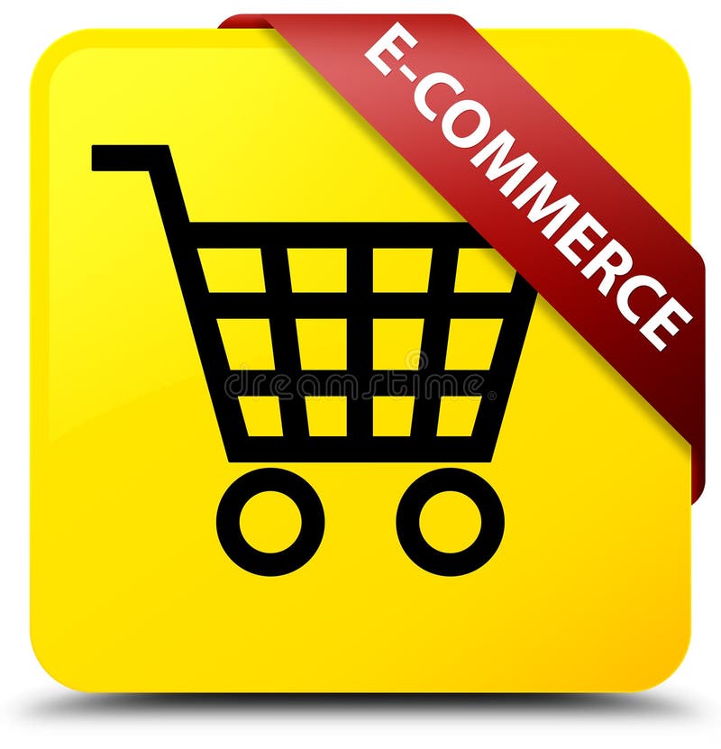 E-commerce Yellow Square Button Red Ribbon in Corner Stock Illustration ...