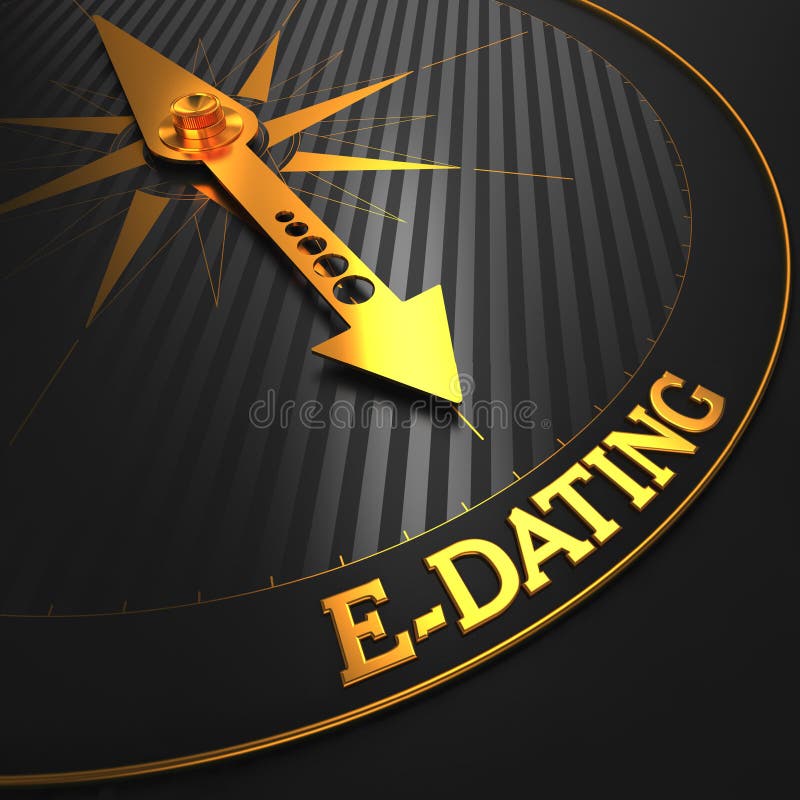 E-Dating on Golden Compass Needle. Stock Illustration - Illustration of ...