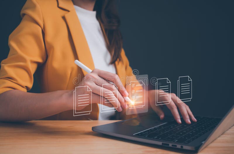 E-document Management Paperless Workplace Concept Stock Photo - Image ...