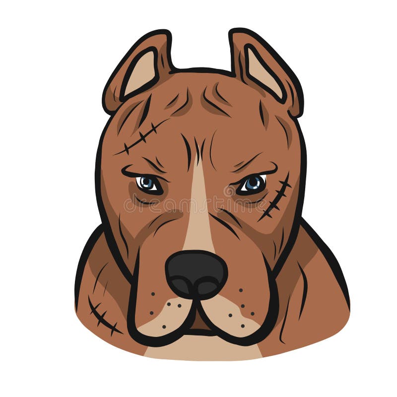 American Pit-bull Dog Face Cartoon Vector Stock Vector - Illustration ...