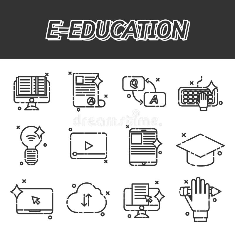 Education Flat Icons Set stock vector. Illustration of college - 42497456