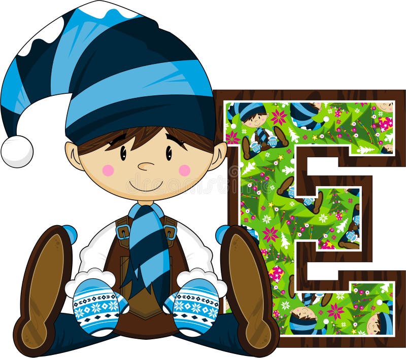 E is for Elf stock vector. Illustration of xmas, cute - 94461981