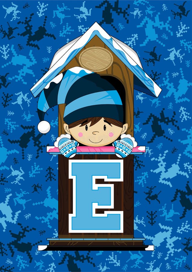 E is for Elf stock vector. Illustration of xmas, pompom - 85270445