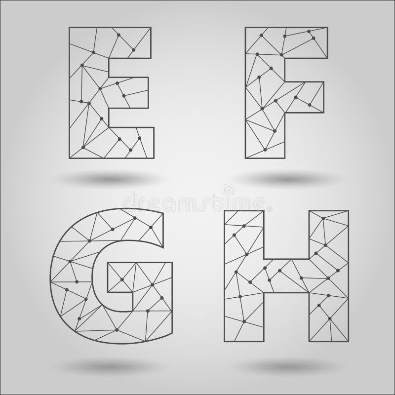E F G H Vector Mesh Letters, Vector Illustration Stock Vector ...