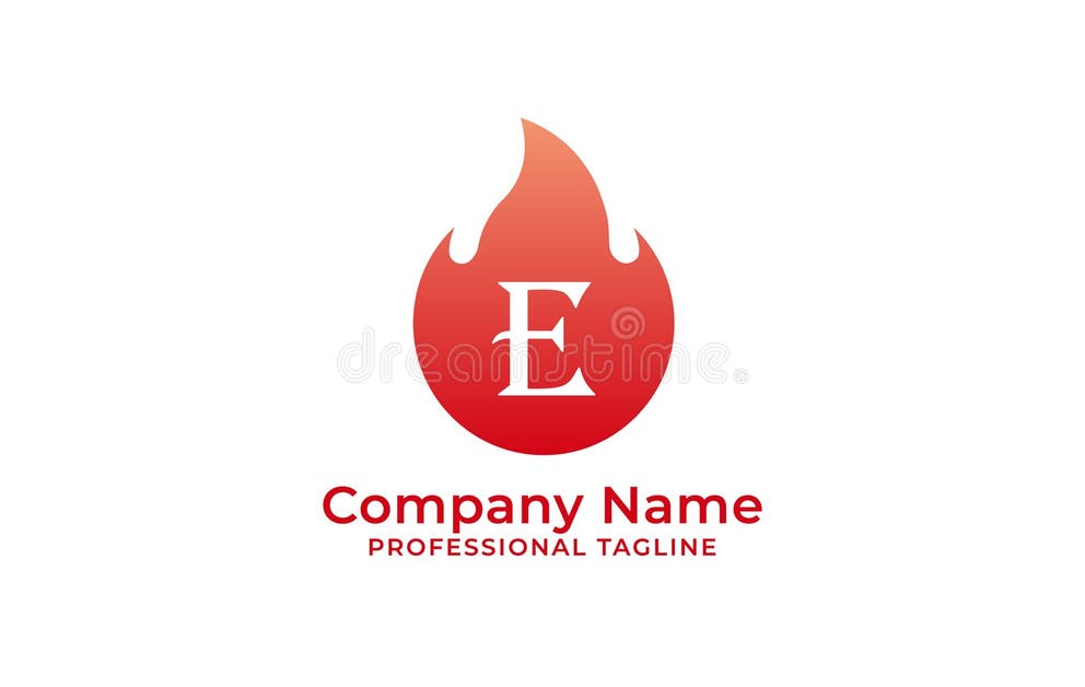 E on Fire Logo Design Template, E Logo in Fire Flame, Vector Eps File ...
