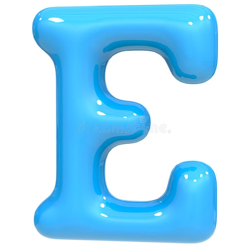 E Font Blue 3D with White Background Stock Illustration - Illustration ...