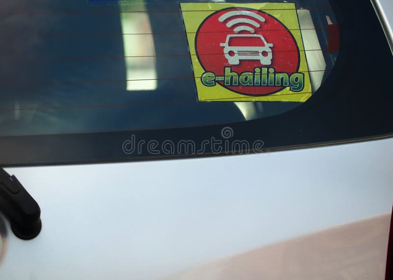 E-hailing Sticker on Rear Car Windscreen Editorial Image - Image of ...