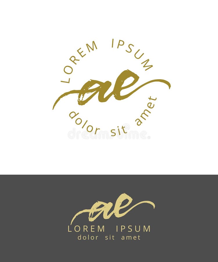 A E. Initials Monogram Logo Design. Dry Brush Calligraphy Artwork Stock ...