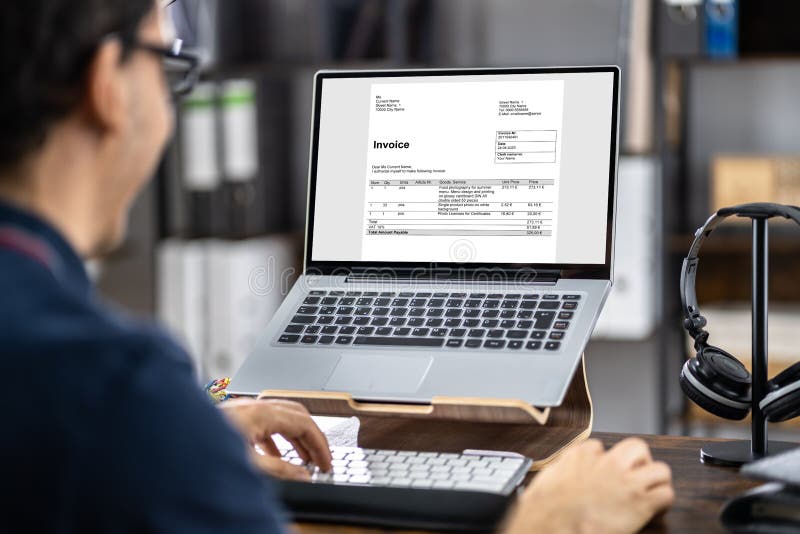 E Invoice Accountant Software Stock Photo - Image of computer ...