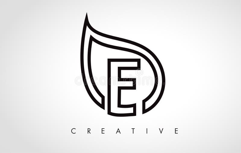 E Leaf Logo Letter Design with Leaf Outline Stock Vector - Illustration ...