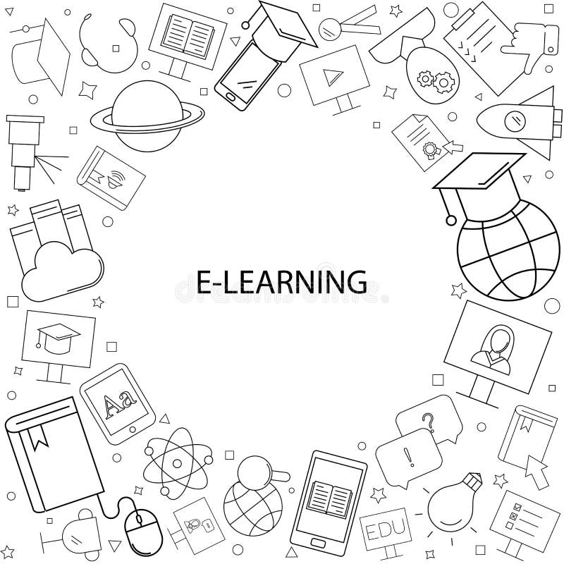 E-learning Background from Line Icon Stock Vector - Illustration of ...