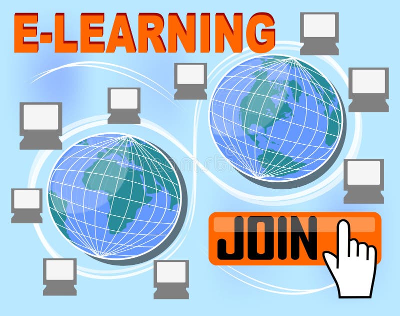 E-learning Banner with Group of Computers in Triangle Composition ...