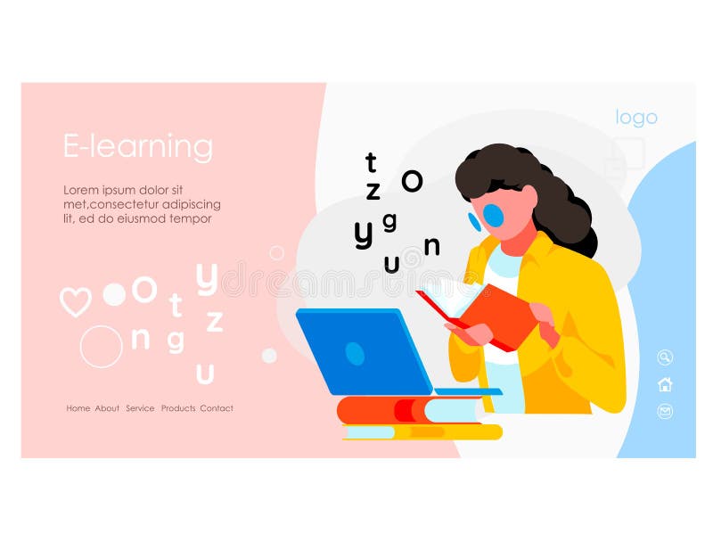 E Learning Girl Computer Screen Stock Illustrations – 221 E Learning ...