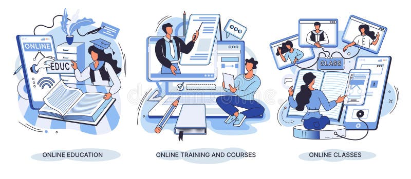 E-learning Banners Set. Online Education, Home Schooling, Online ...