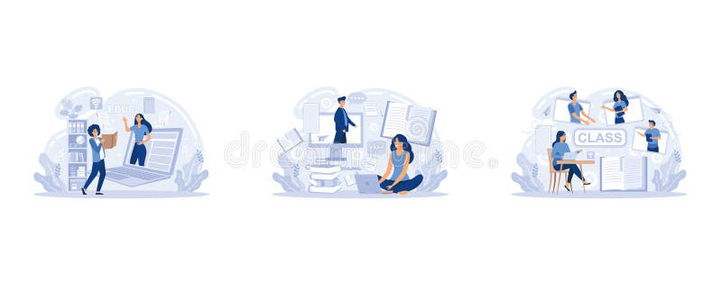 E-learning Banners Set. Online Education, Home Schooling, Online ...