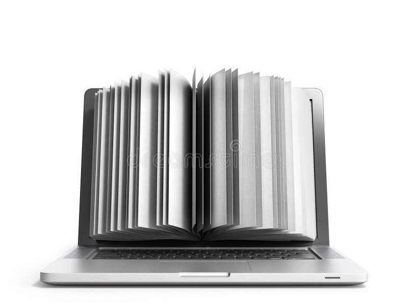 E-learning Concept Book and Laptop 3d Render on White Stock ...