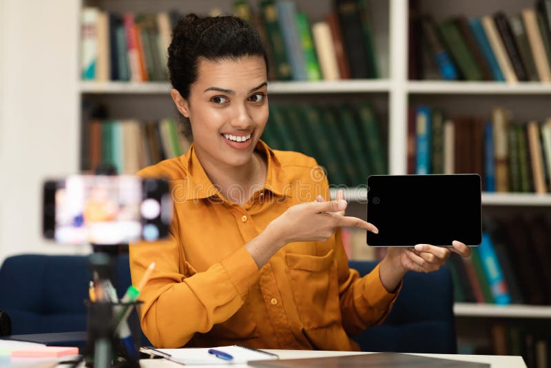 E-Learning Concept. Cheerful Tutor Having Video Conference Using ...