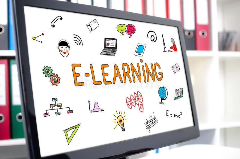 E-learning Concept on a Computer Screen Stock Image - Image of ...