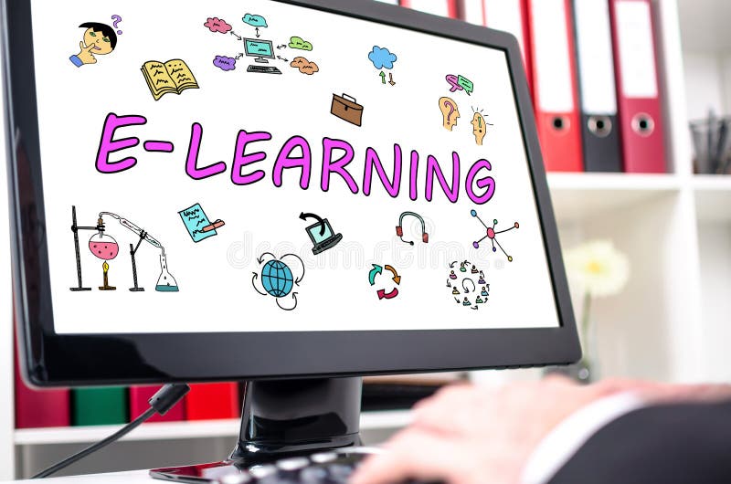 E-learning Concept on a Computer Screen Stock Image - Image of ...