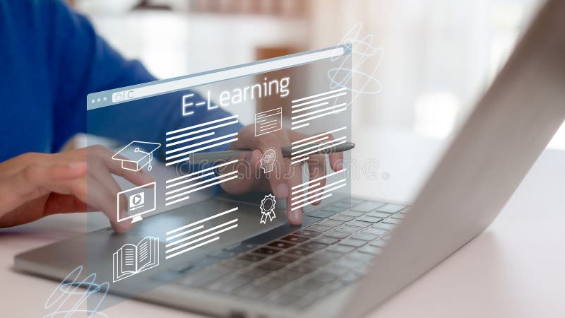 E-learning Concept. Learning Icon, Library on the Internet Website ...