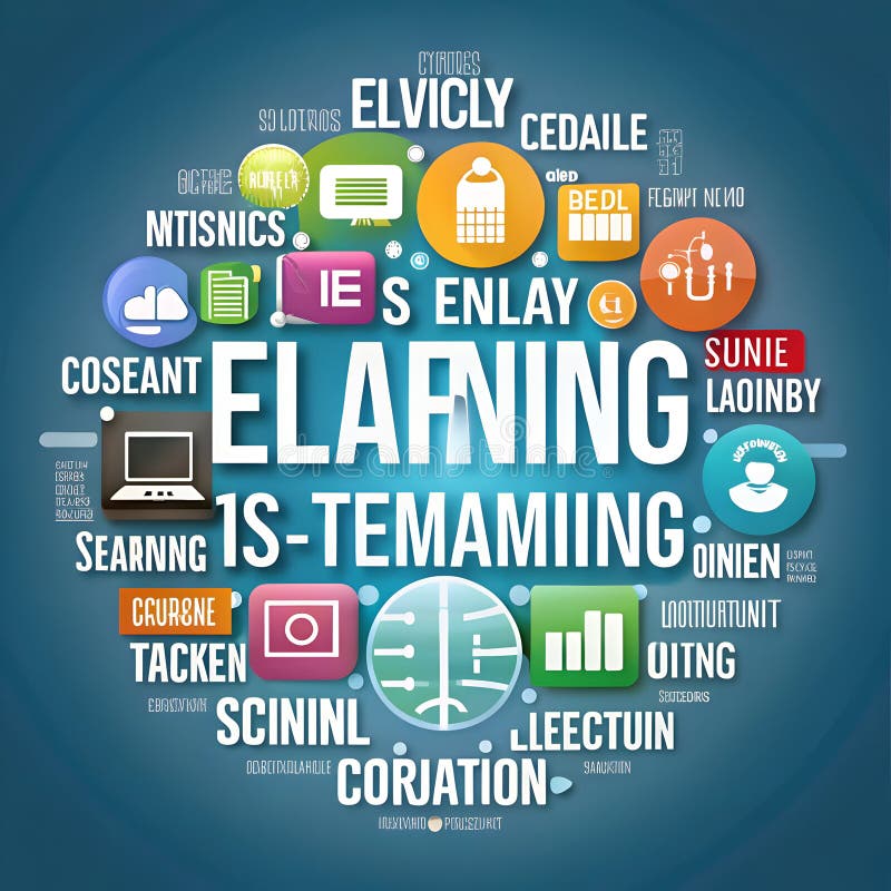 E Learning Concept Illustration with Abstract Word Cloud and Creative ...