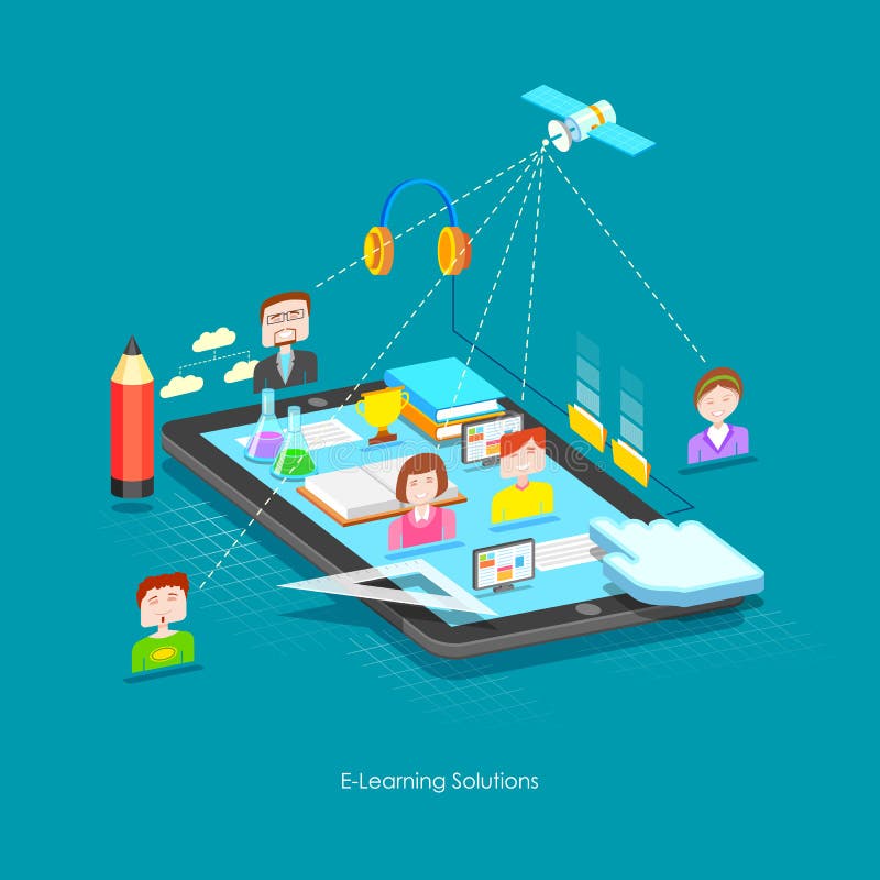 Online Education Course E-learning Flat 3d Isometric Concept Stock ...