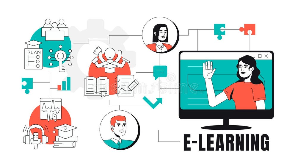 E Learning Concept Illustration Stock Vector - Illustration of internet, characters: 367019658