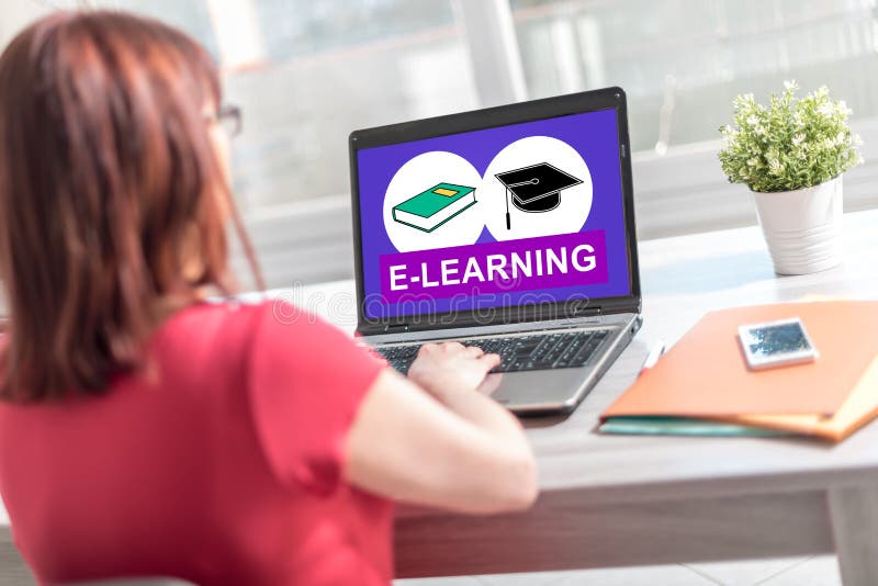 E-learning Concept on a Laptop Screen Stock Photo - Image of online ...