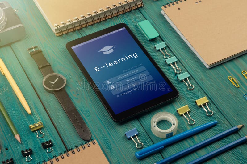 E - Learning Concept, Online Education Login or Registration Screen ...