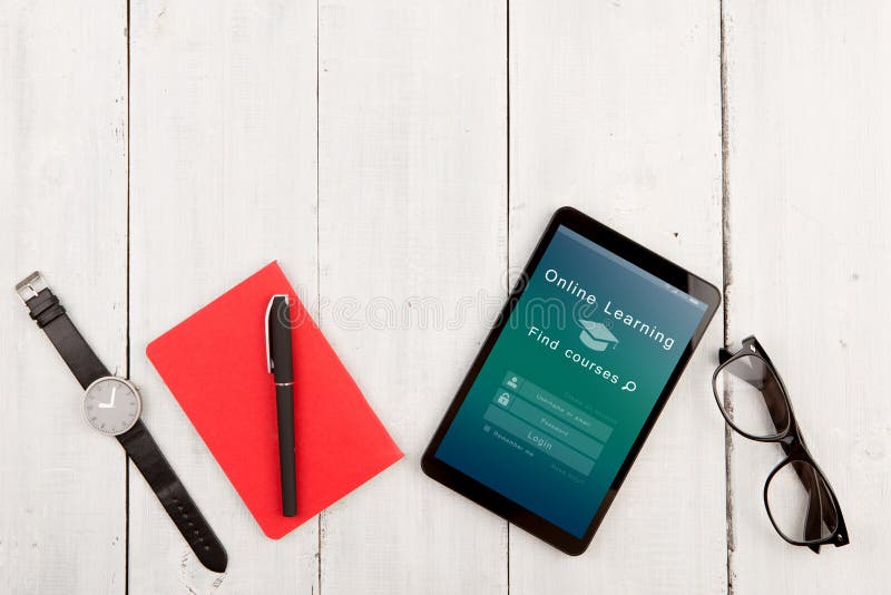 E - Learning Concept, Online Education Login or Registration Screen ...